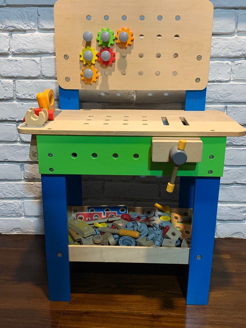 [move sale] HAPE wooden workbench station plus master builder set ...