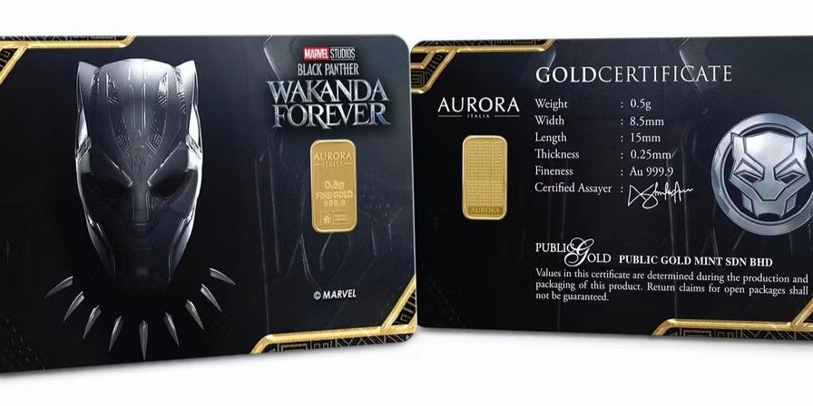 LIMITED EDITION 999.9 (0.5G) MARVEL BLACK PANTHER GOLD BAR, Hobbies ...