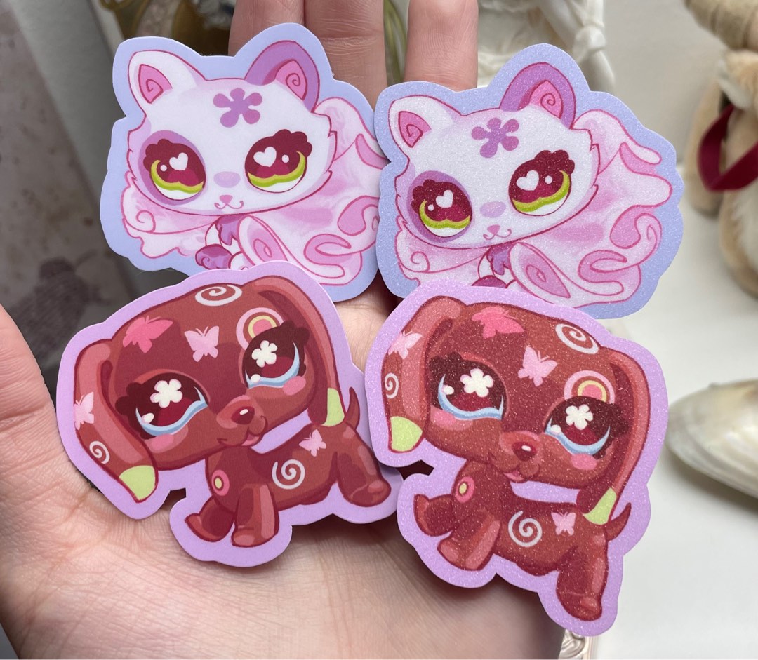 littlest pet shop dachshund and crouching cat sticker set, Hobbies ...