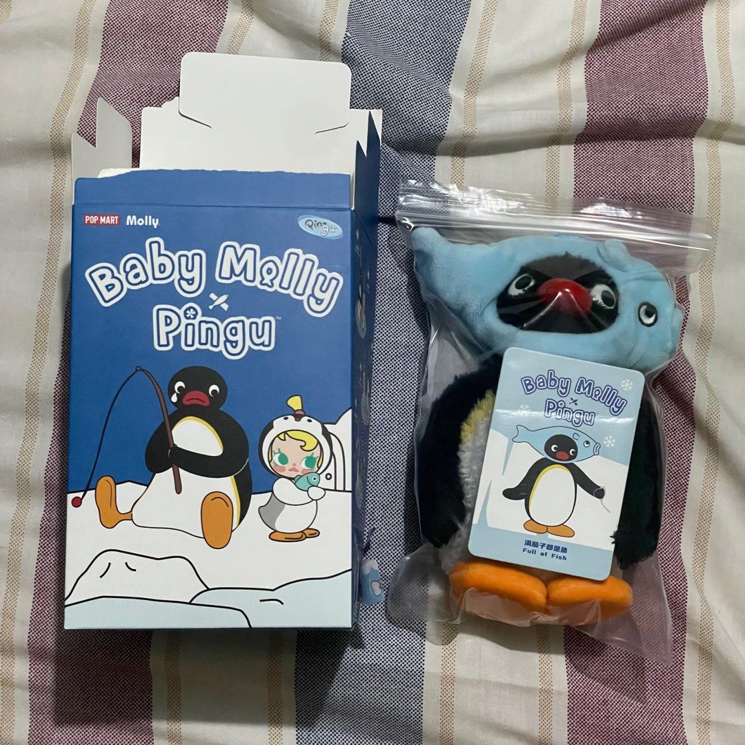LP POSTED! Preloved Pop Mart Pingu Molly Plush Pendant in Head Full of ...