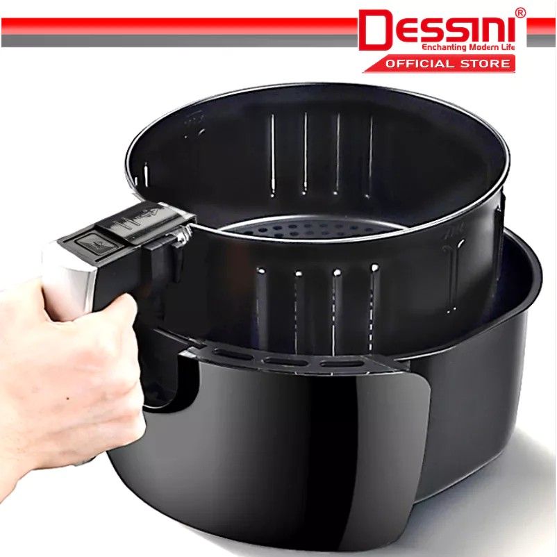 NEW DESSINI ITALY Electric Air Fryer Timer Oven Cooker Non-Stick Fry ...