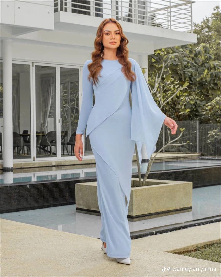 Qiszar Raya Collection Natalia Luxe Baby Blue, Women's Fashion ...