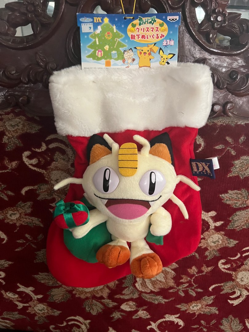 Rare Banpresto pokemon meowth christmas socks stockings, Men's Fashion ...