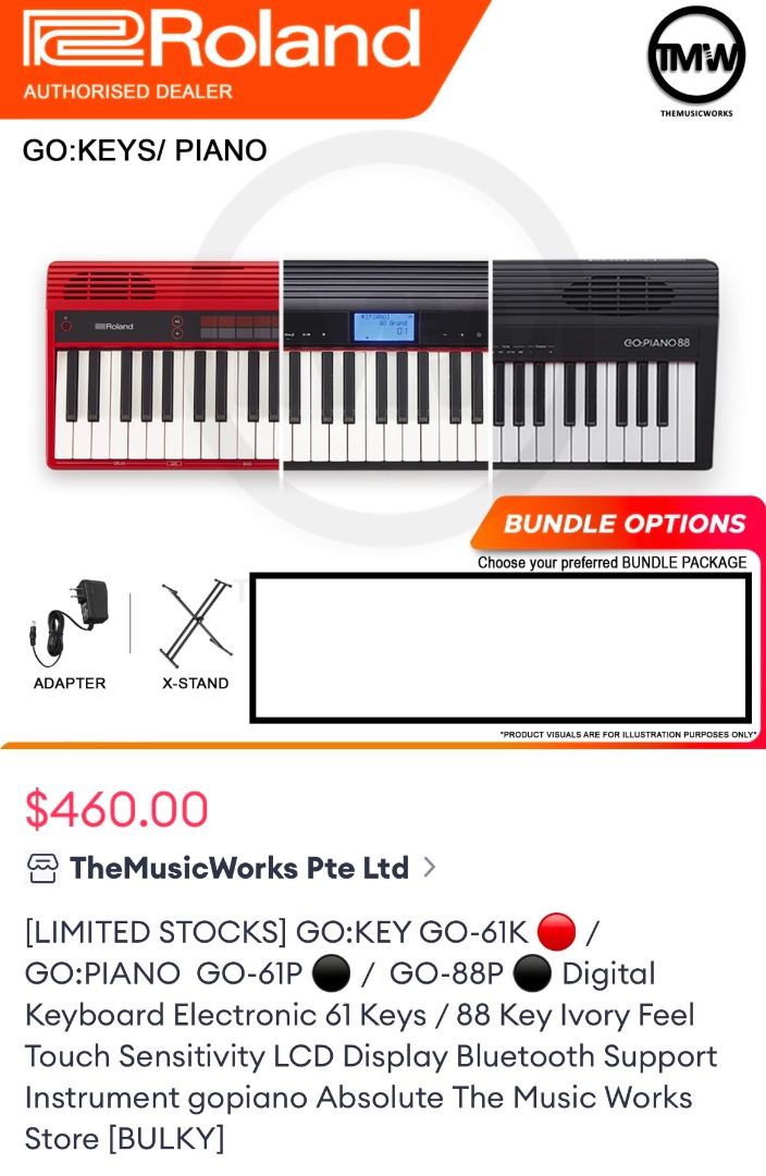 Roland GO:KEYS GO-61K Digital Piano | Bluetooth | Complete Setup with ...