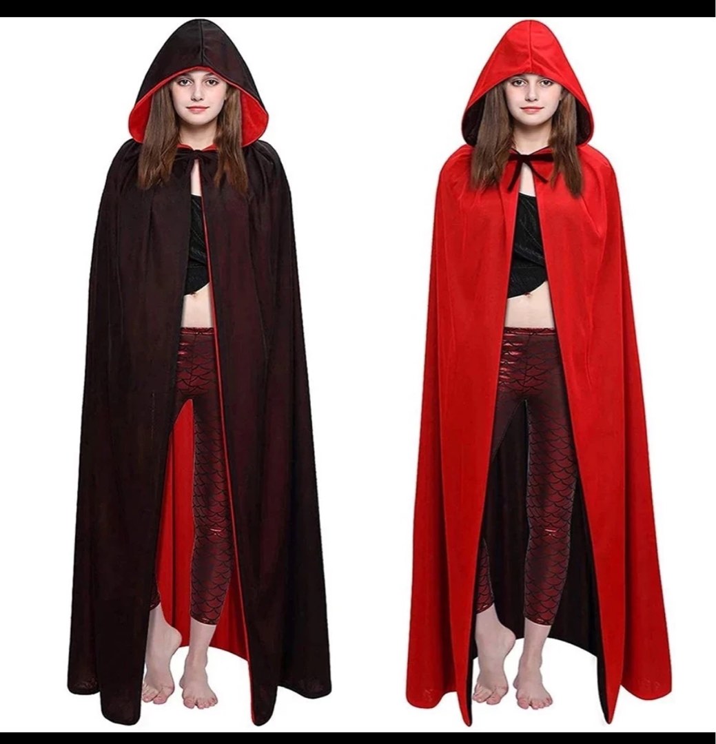 Vampire / Red riding hood cape (Red & black colour), Women's Fashion ...
