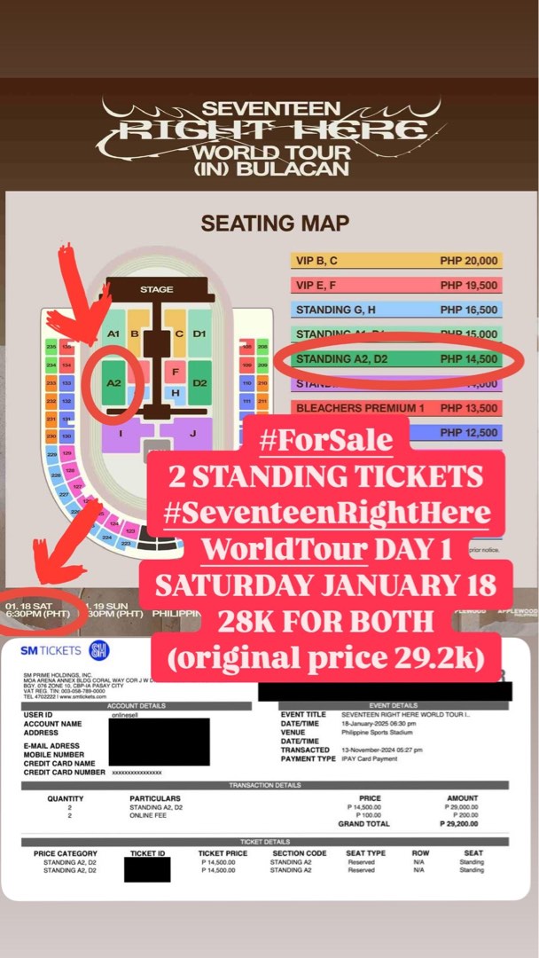 Standing Tickets Seventeen Right Here World Tour Day 1 January 18 ...