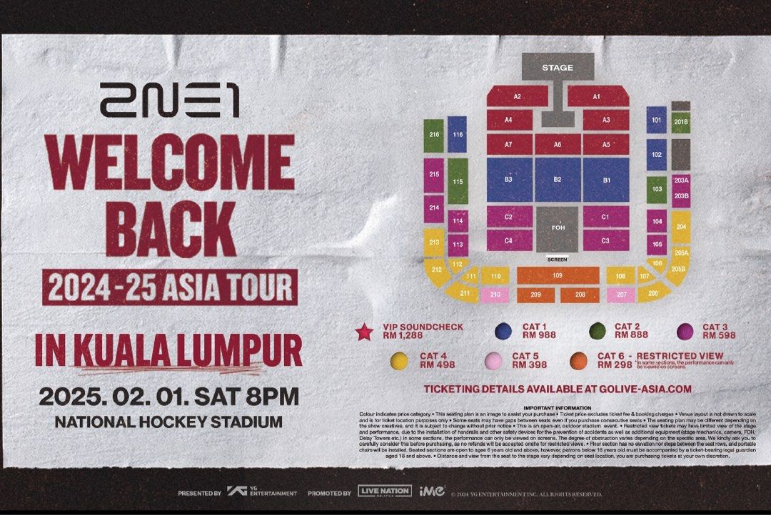 [1 Tix for Sale - Cat 3 at Floor] 2ne1 Kuala Lumpur Welcome Back ...