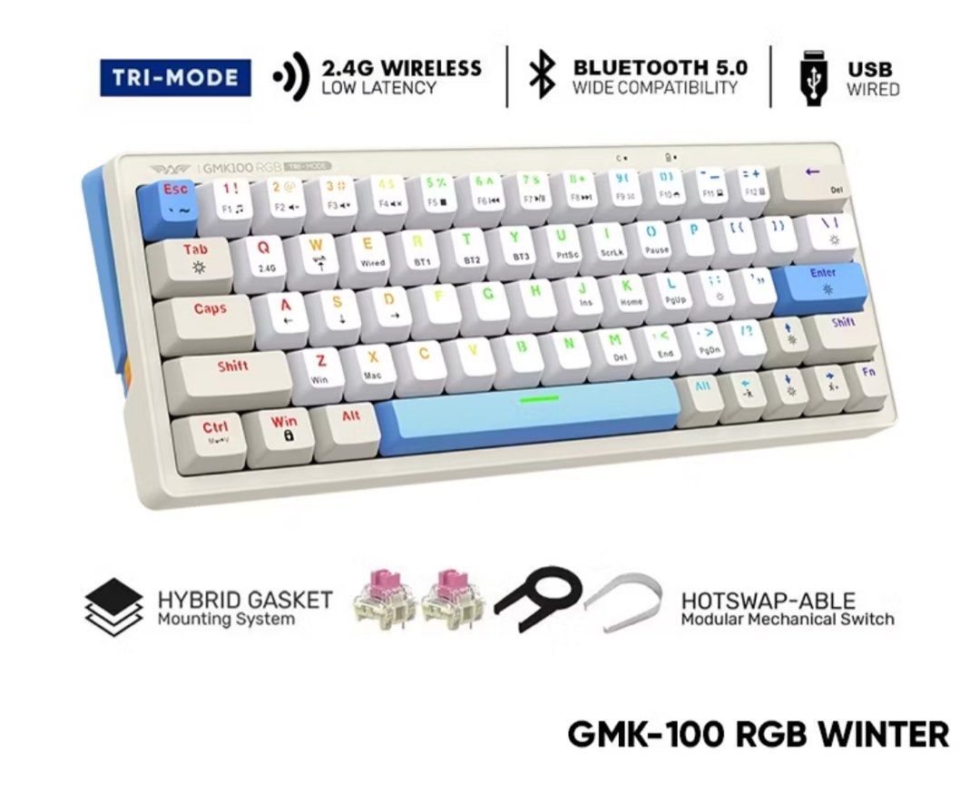 Armaggeddon GMK-100 RGB Gasket Mechanical Keyboard | 3 Modes | 2.4G ...