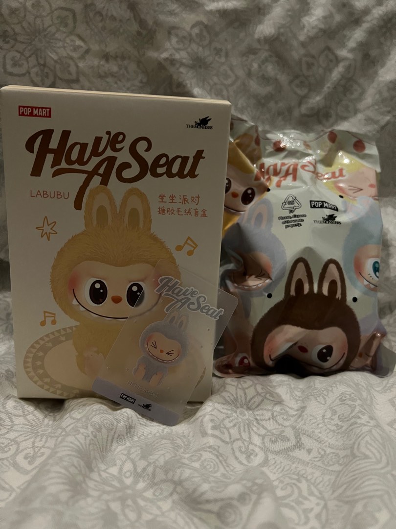 Authentic Labubu Have A Seat V2 - HEHE (Gray), Hobbies & Toys, Toys ...