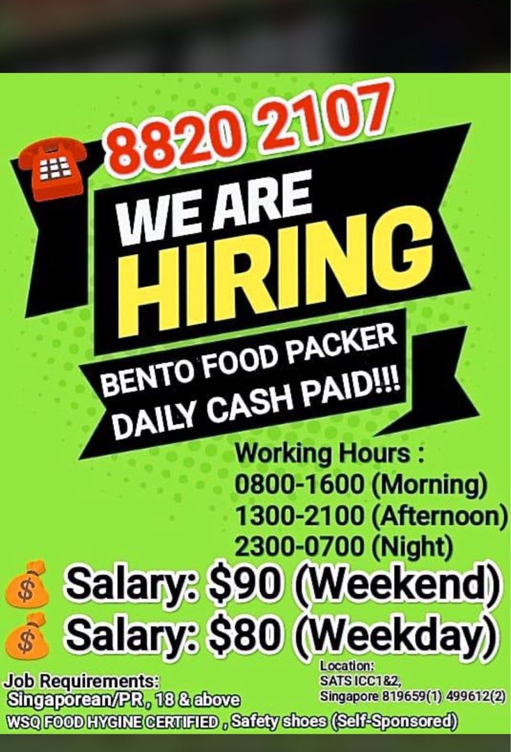 Bento Food Packer, Jobs, Hospitality, F&B on Carousell
