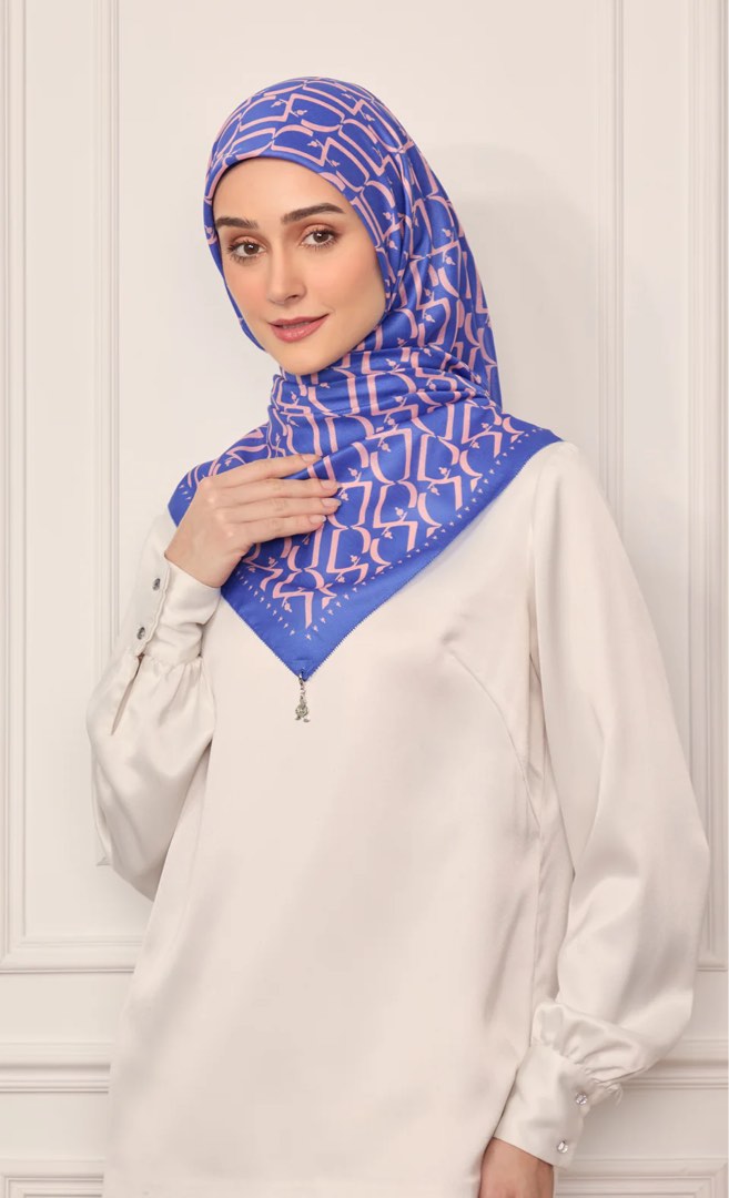 D Monogram dUCk Voile Square Scarf in Butterfly Pea, Women's Fashion ...