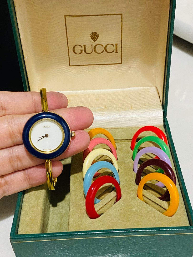Gucci Interchangeable Bezel Bangle Watch, Women's Fashion, Watches ...