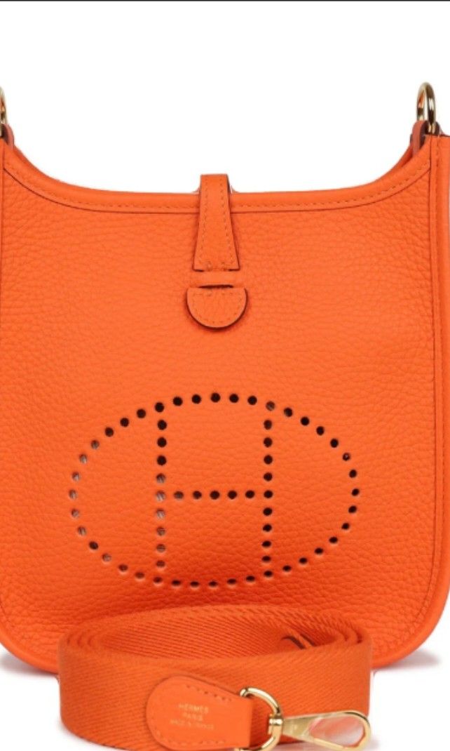 Hermes Mini Evelyn in Orange, Luxury, Bags & Wallets on Carousell