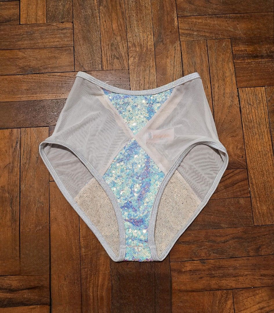 J Valentine White Mesh Iridescent Sequin Rave Shorts - Size M/L, Women ...