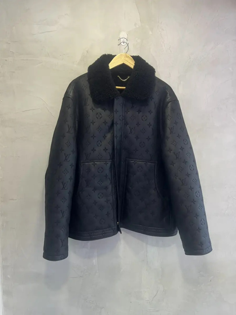Louis Vuitton Shearling Embossed Mono Sherpa Jacket, Men's Fashion ...