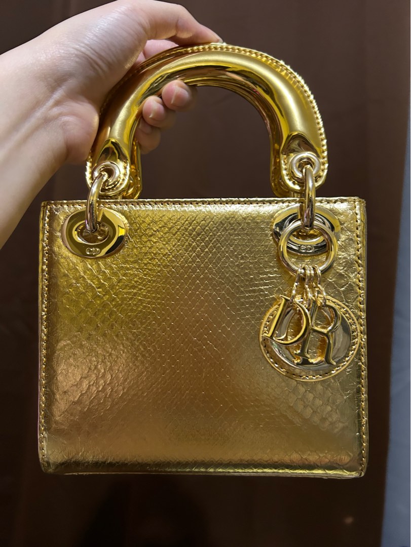 Mini Lady Dior in Gold Exotic, Luxury, Bags & Wallets on Carousell