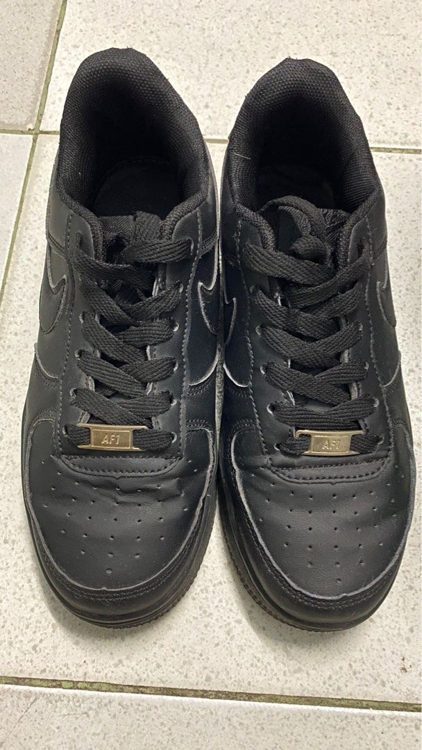 nike af1 low cut sneakers all black, Women's Fashion, Footwear ...