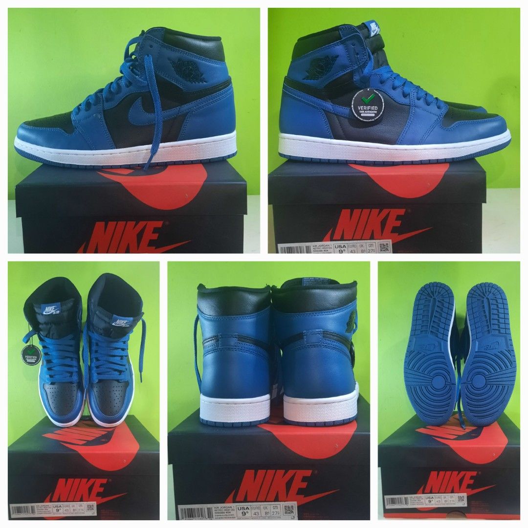 Nike Air Jordan1 Retro High OG blue, Fesyen Pria, Sepatu , Sneakers di ...