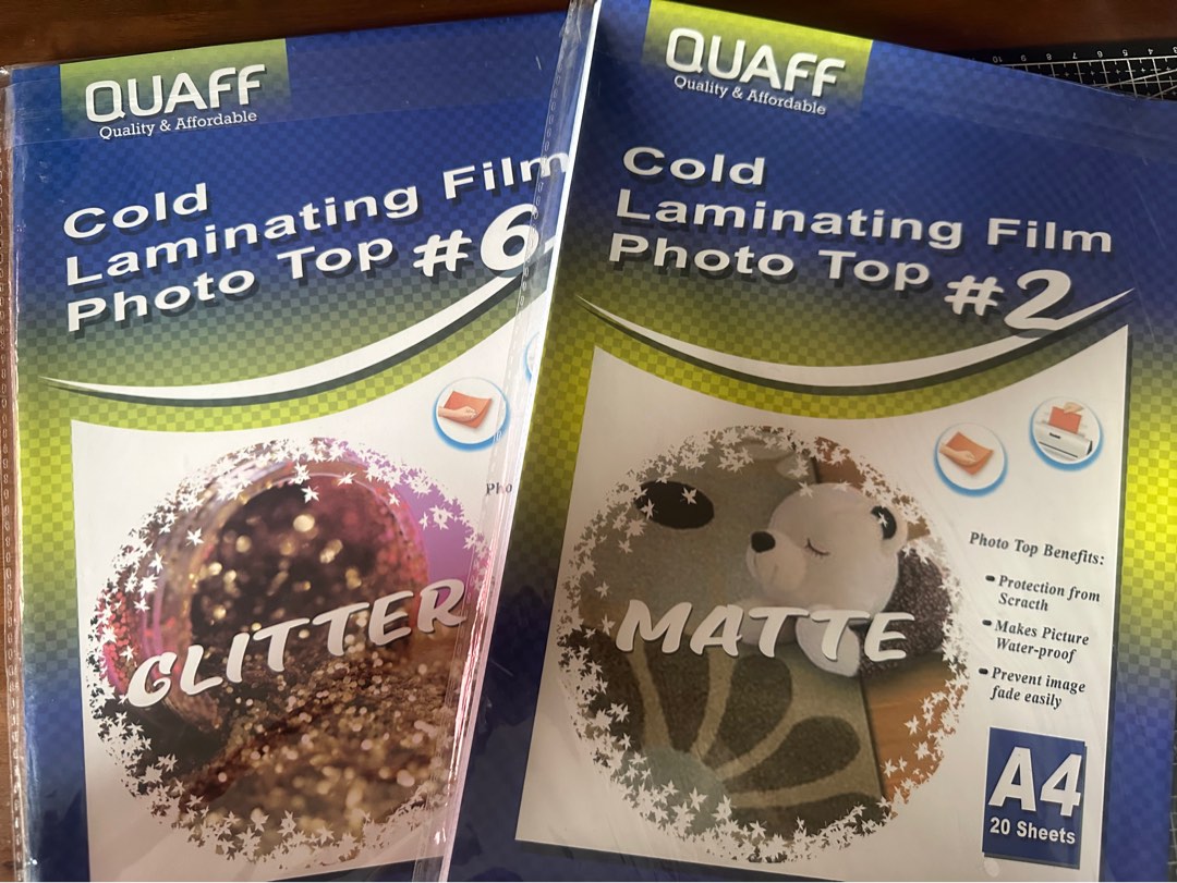 Quaff Cold Laminating Film A4 Glitter and Matte, Hobbies & Toys ...