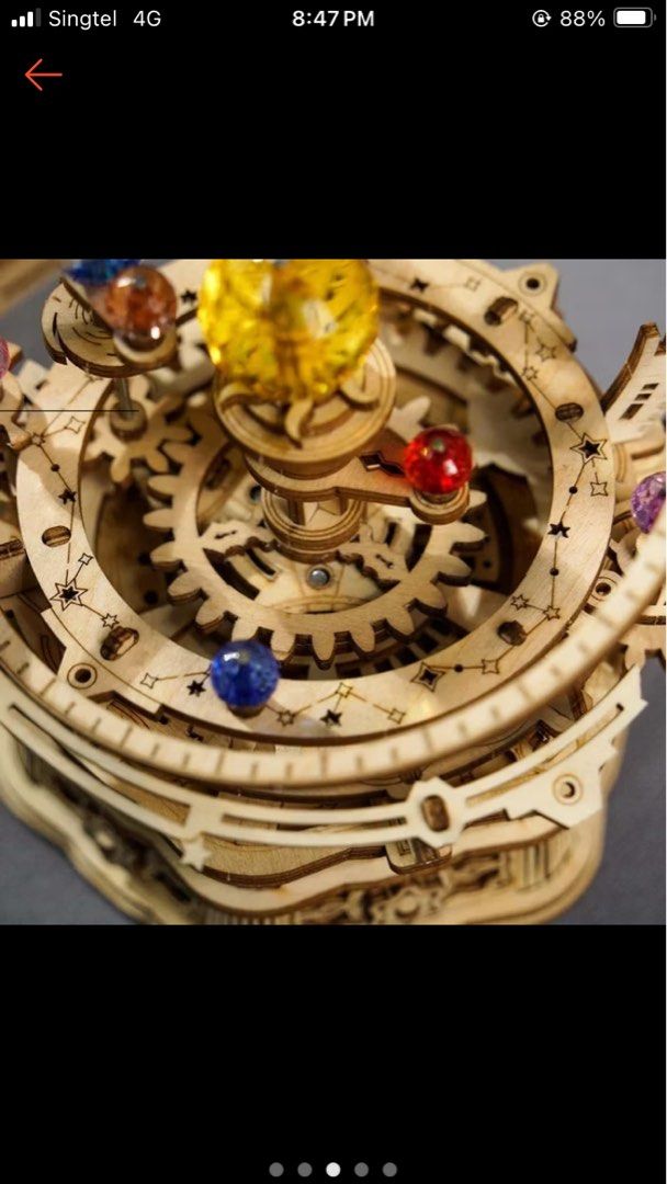 Robotime ROKR Starry Night Orrery DIY Mechanical Music Box Kit, Hobbies ...