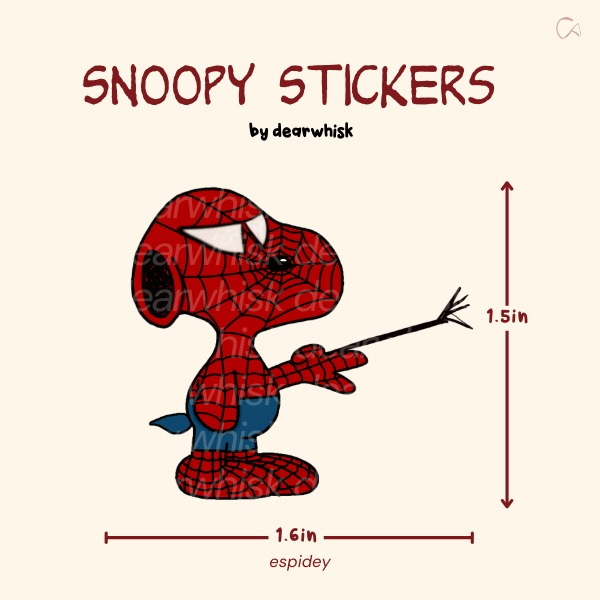 Snoopy as Spiderman - Waterproof Snoopy Stickers for laptop, tumbler ...