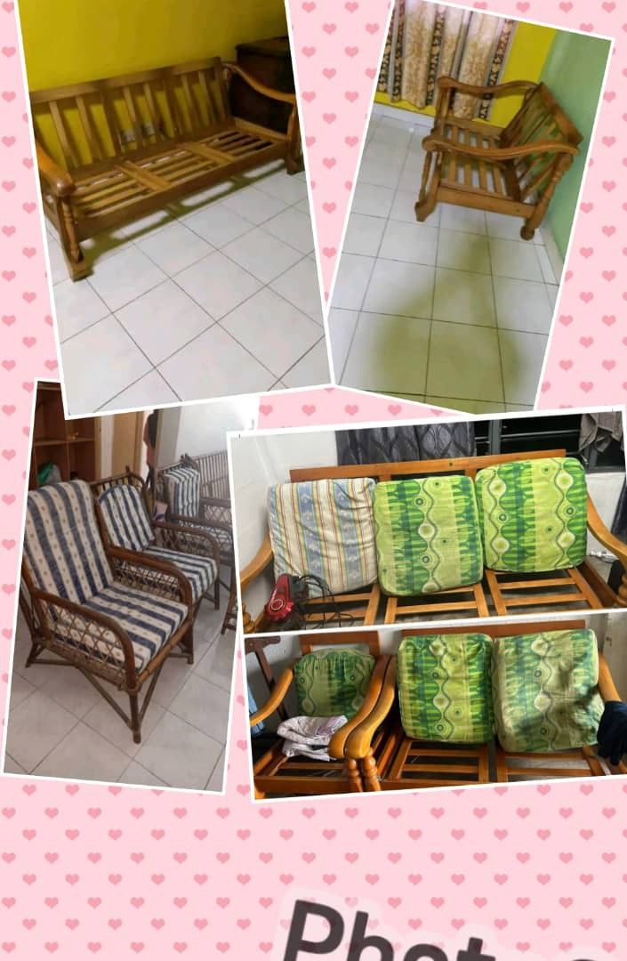 Sofa kayu rotan, Furniture & Home Living, Furniture, Sofas on Carousell