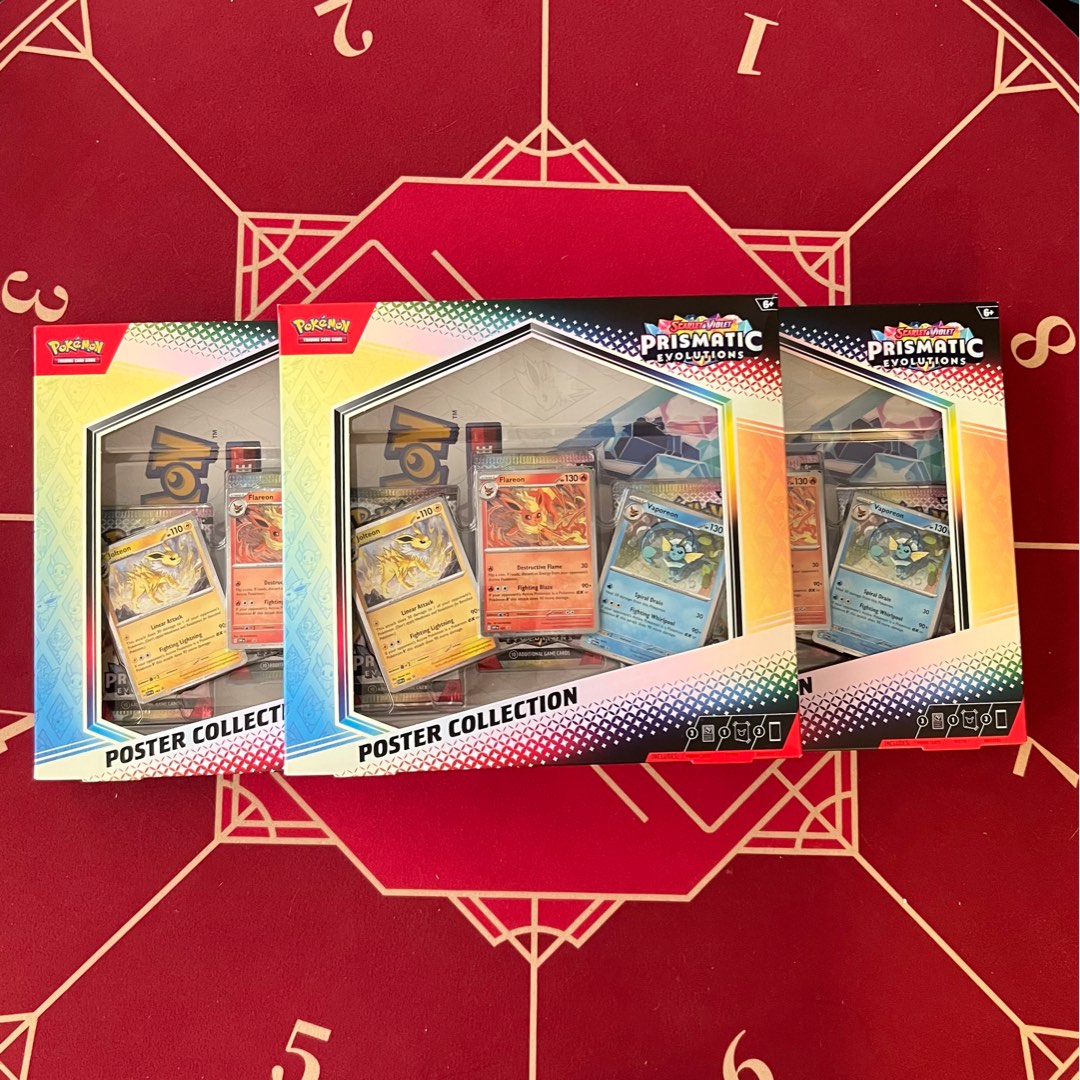 SV8.5 Prismatic Evolutions Poster Collection ETB BOOSTER POKEMON PTCG, 興趣及遊戲, 玩具 & 遊戲類 - Carousell