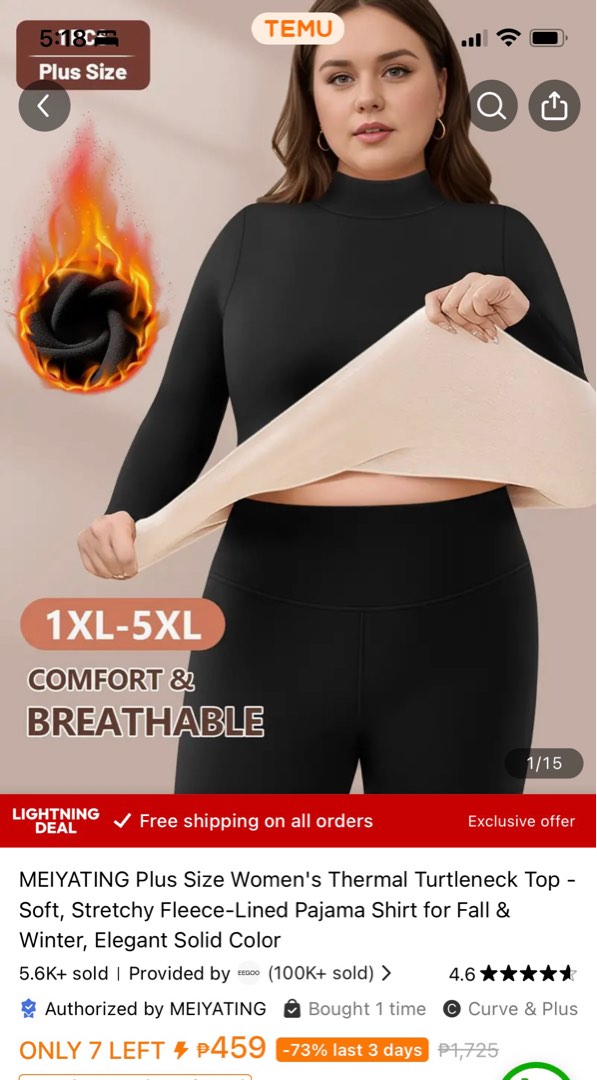 TEMU Turtleneck Warm Fleece lined for winter, Women's Fashion, Tops ...