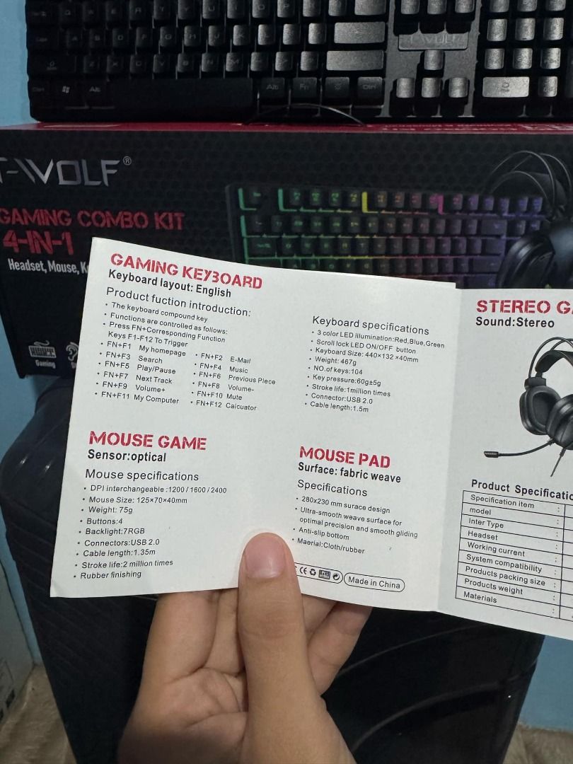 T-WOLF GAMING COMBO KIT (KEYBOARD, MOUSEPAD, HEADPHONES), Video Gaming ...