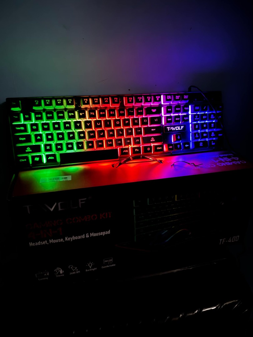 T-WOLF GAMING COMBO KIT (KEYBOARD, MOUSEPAD, HEADPHONES), Video Gaming ...