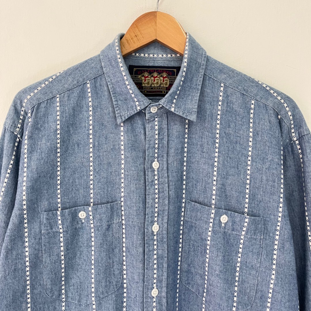 Vintage Chaps RL Chambray., Men's Fashion, Tops & Sets, Formal Shirts ...