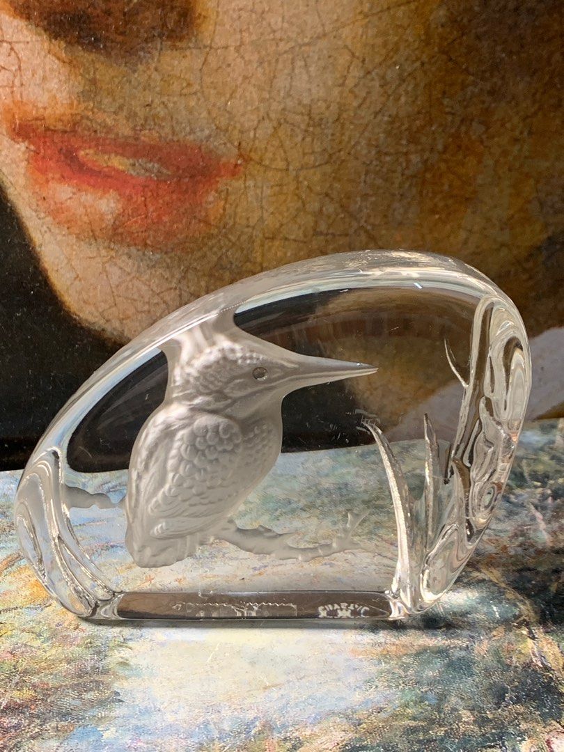Vintage Wedgwood Crystal - Kingfisher on branch solid glass paperweight ...
