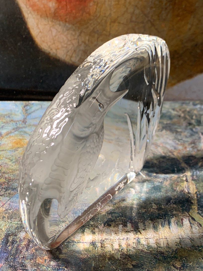 Vintage Wedgwood Crystal - Kingfisher on branch solid glass paperweight ...