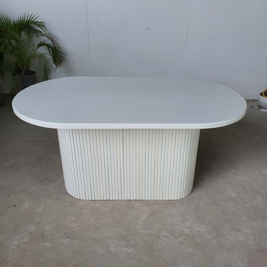 Wooden Teak Wood Muji Oval Dining Table 6-seater, Furniture & Home ...