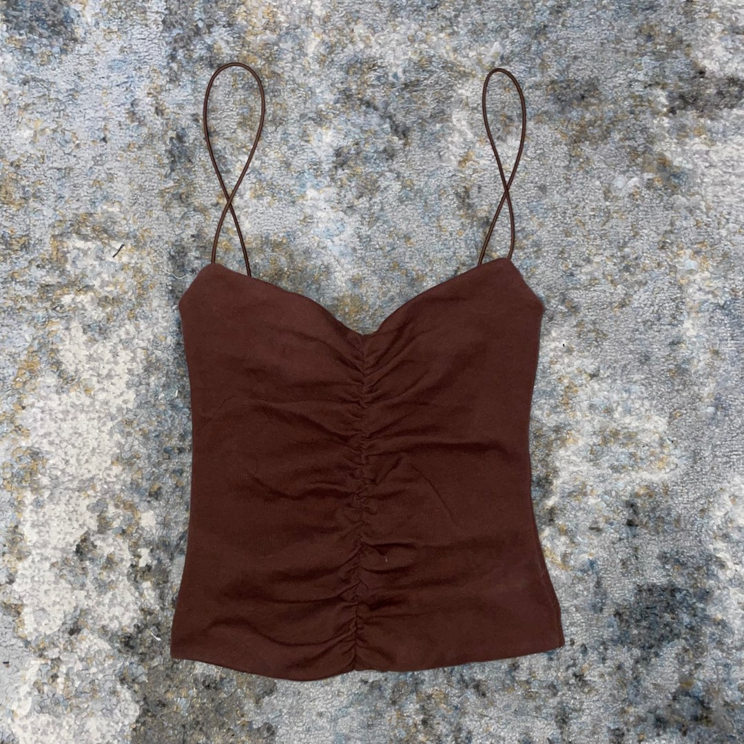 ZARA Chocolate Brown Cami, Women's Fashion, Tops, Sleeveless on Carousell