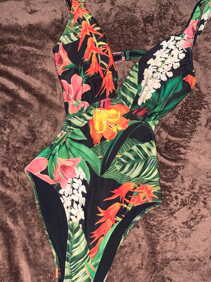 ZARA One-Piece Hawaiian Suit, Women's Fashion, Swimwear, Bikinis ...