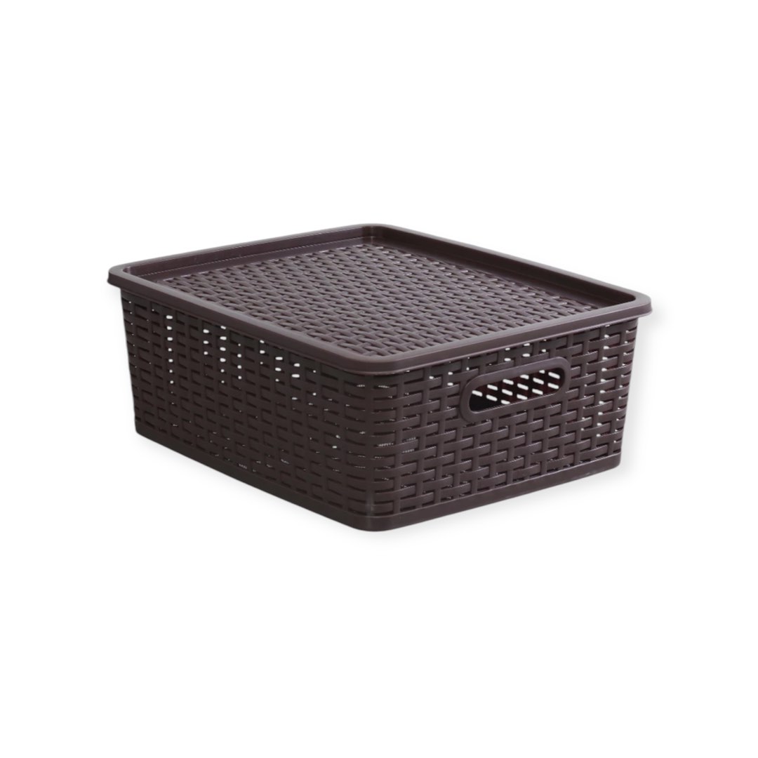 ZOOEY Rattan Eco Tray Plastic Storage Box Organizer - Choco Brown, Furniture & Home Living, Home ...