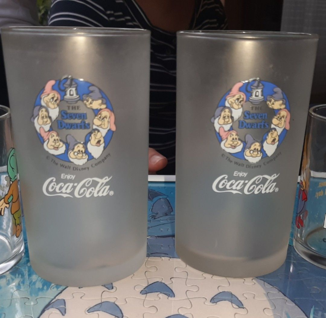 Coca cola the seven dwarfs Grumpy and sleepy glass, Furniture & Home ...