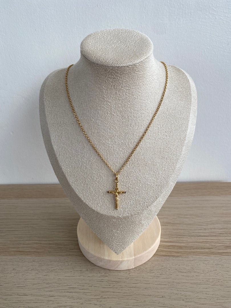 Crucifix Necklace Set Tauco Chain with Cross Pendant 18K Saudi Gold ...