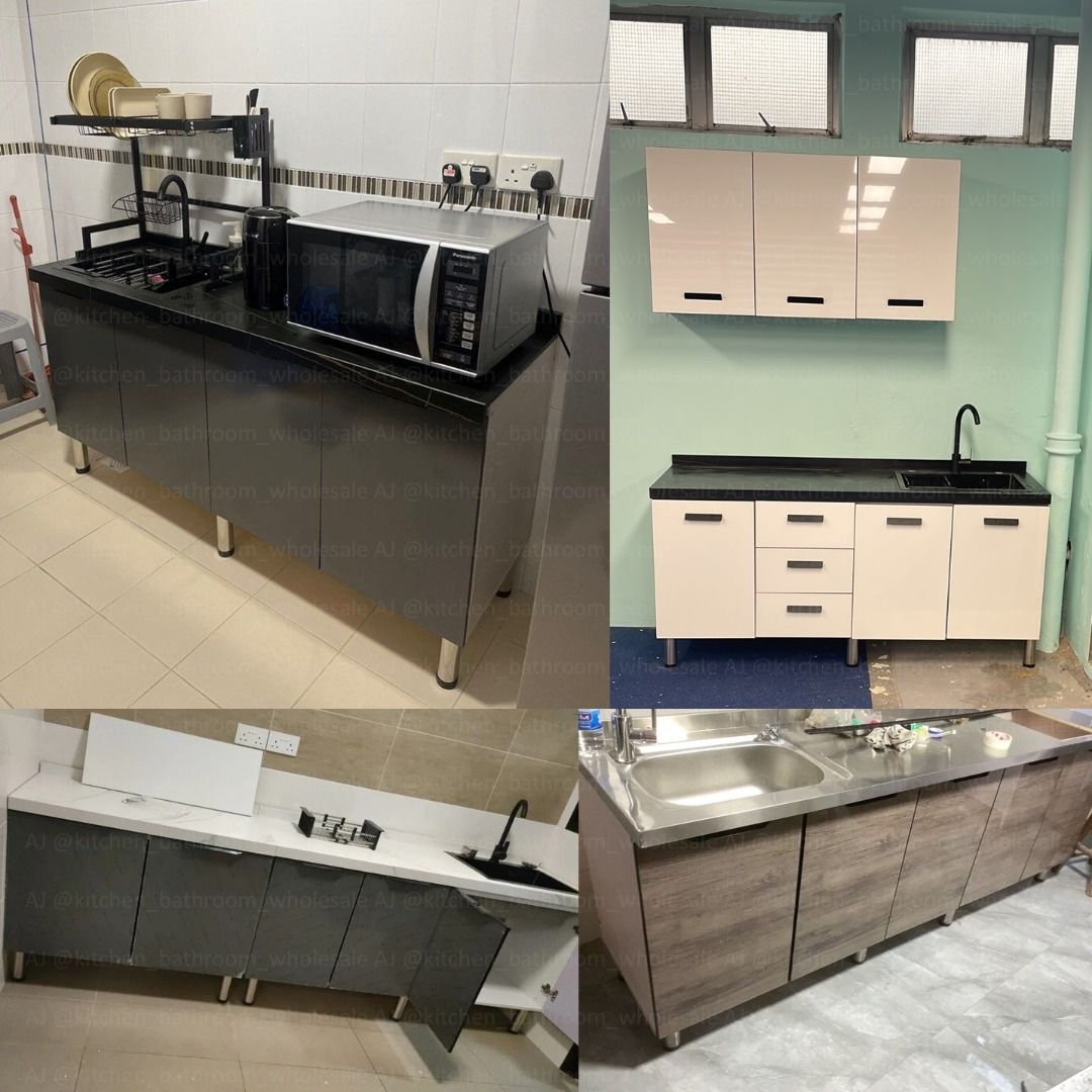 Customize Kitchen Cabinet / Sintered stone table top , SUS304 stainless ...