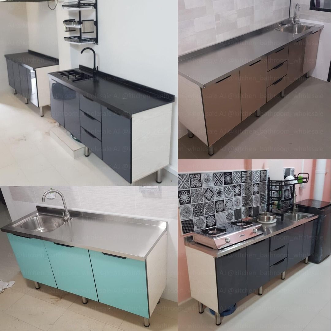 Customize Kitchen Cabinet / Sintered stone table top , SUS304 stainless ...