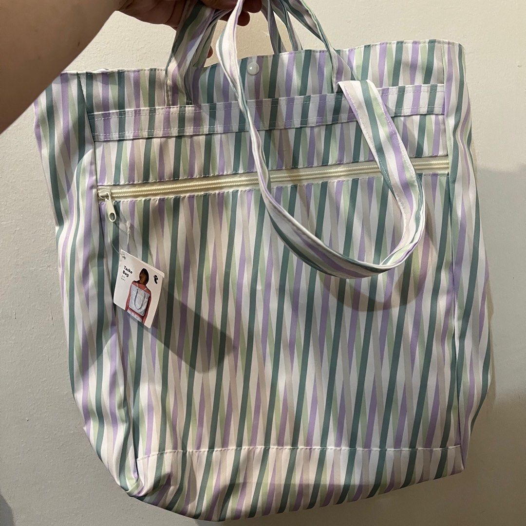 Flying Tiger Copenhagen Pastel Green and Purple Stripes Bag, Women's ...