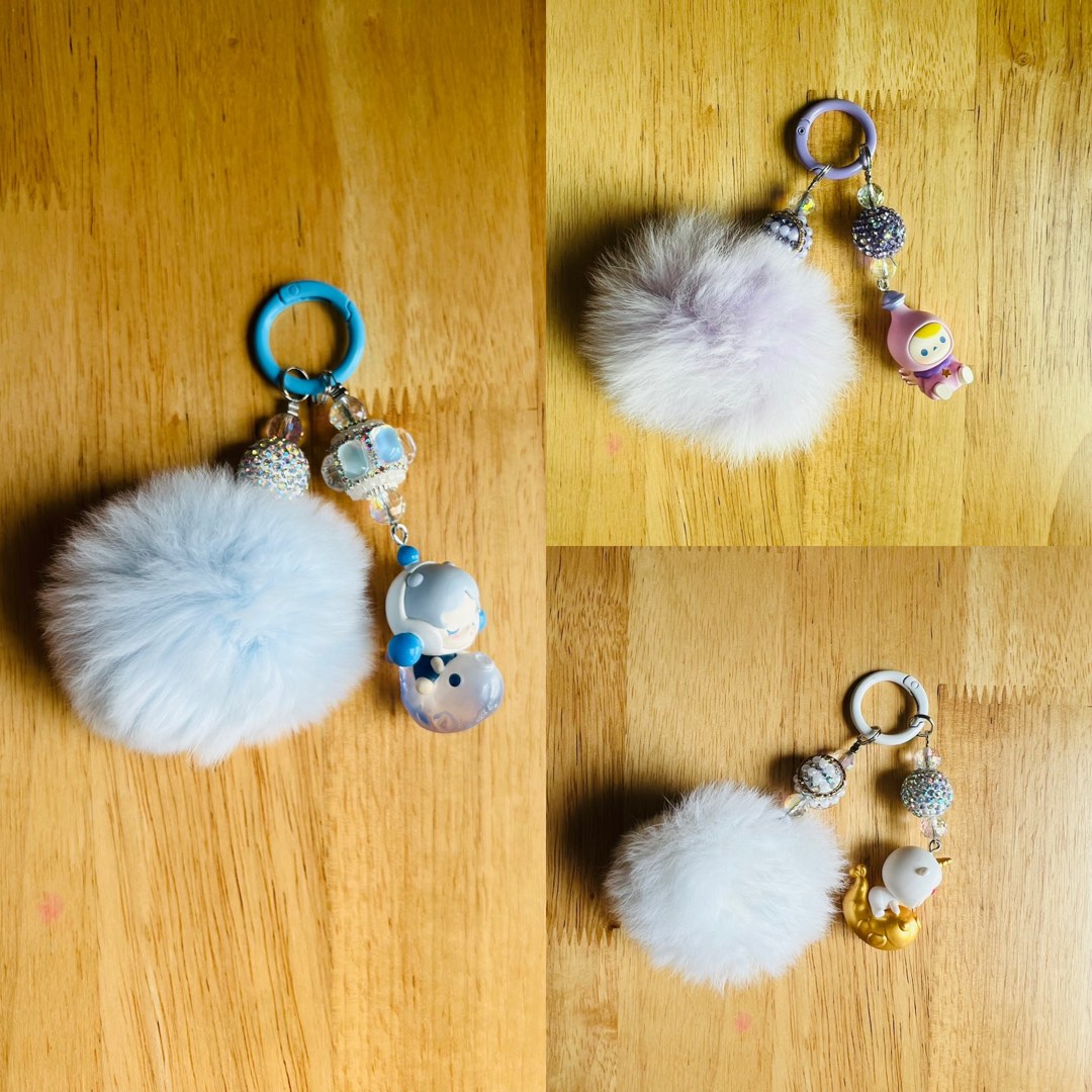 CNY Popmart sp pucky phone strap phone charm bag charm with pom pom ...