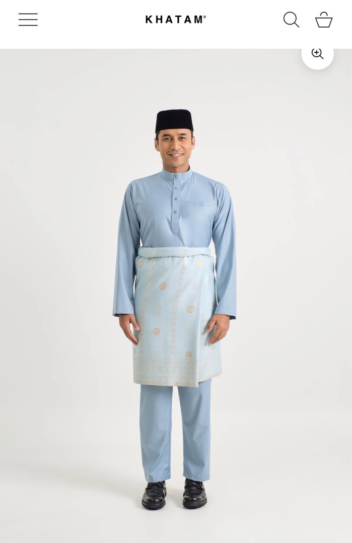 Khatam Baju Melayu Cekak Musang - Light Blue, Men's Fashion, Muslim ...