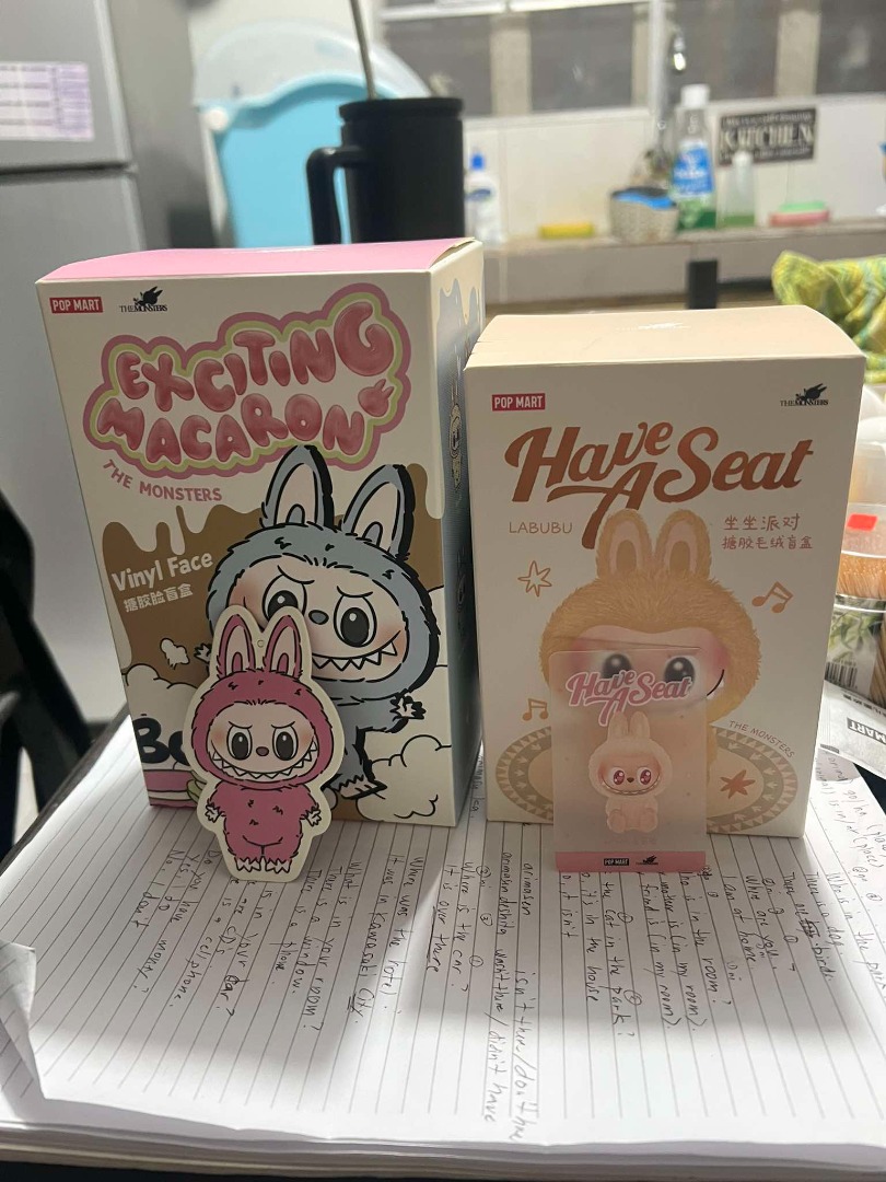 Labubu V2 Have A Seat (Dada) & V1 Exciting Macaron (Lychee Berry) Set ...