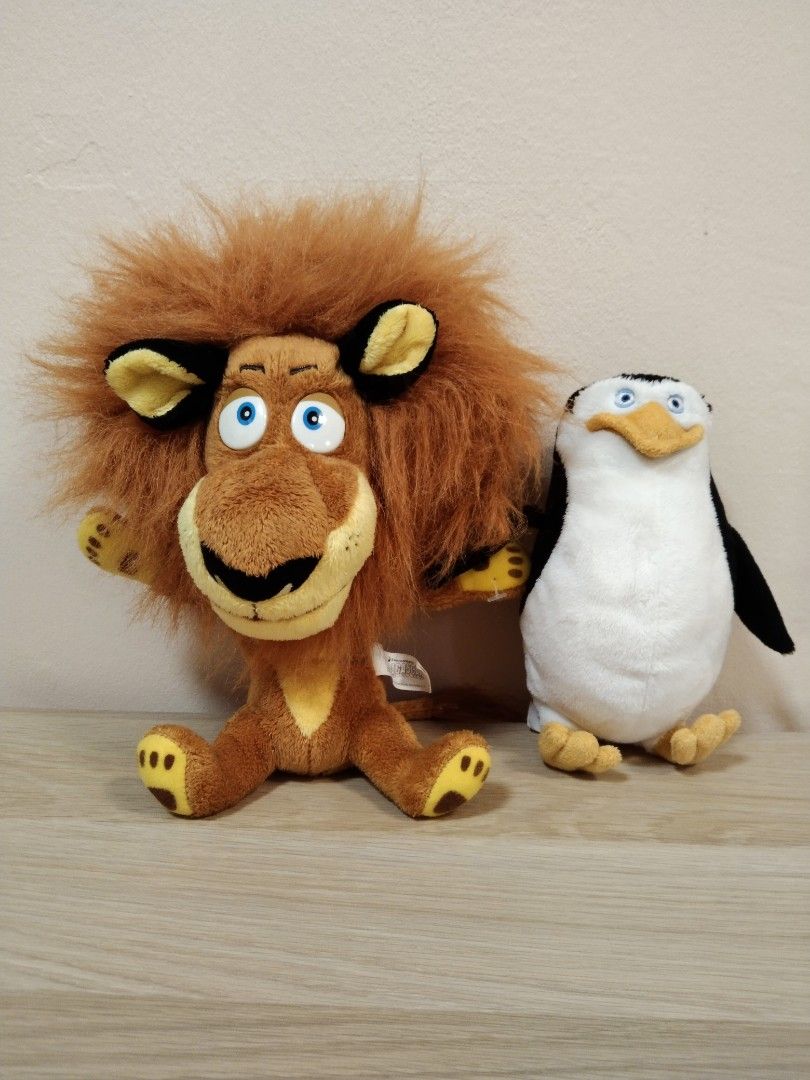 Madagascar Lion Alex and Penguin Skipper Preloved Plush, Hobbies & Toys ...