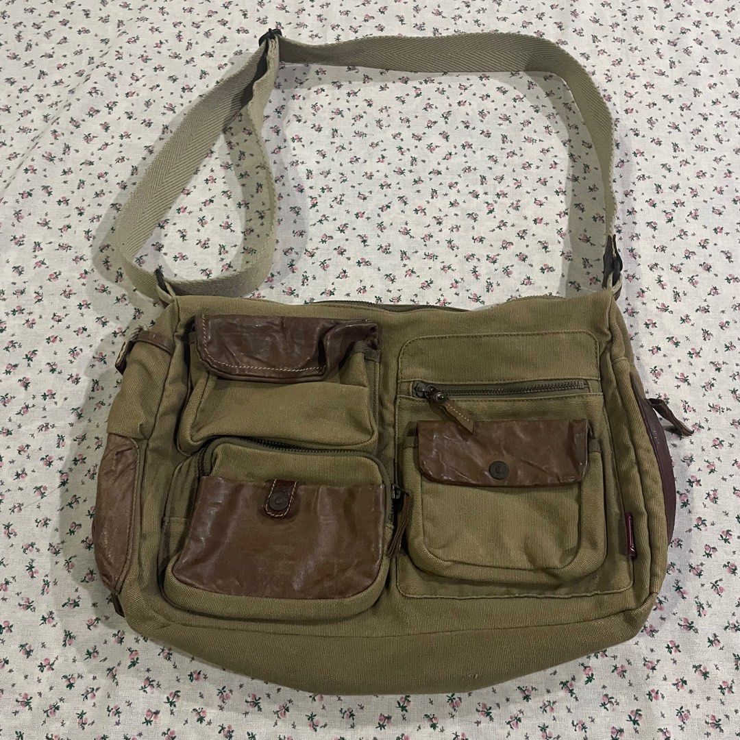 messenger bag vintage leather brown grunge 2000s morikei downtown, Women's Fashion, Bags ...