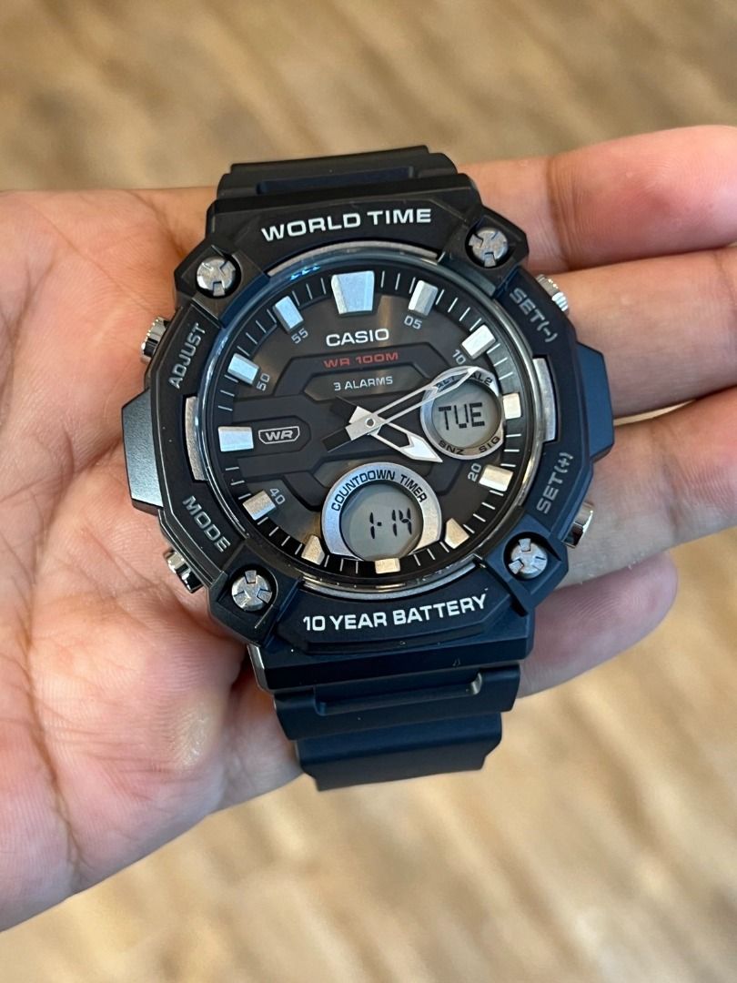 ORIGINAL CASIO Analog Digital Black Dial Resin Band Men's Watch AEQ-120W-1A, Men's Fashion ...