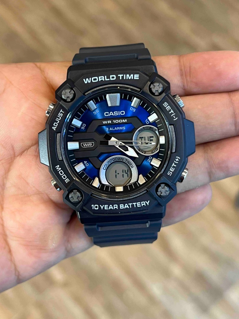 ORIGINAL CASIO Analog Digital Blue Dial Resin Band Watch AEQ-120W-2A, Men's Fashion, Watches ...