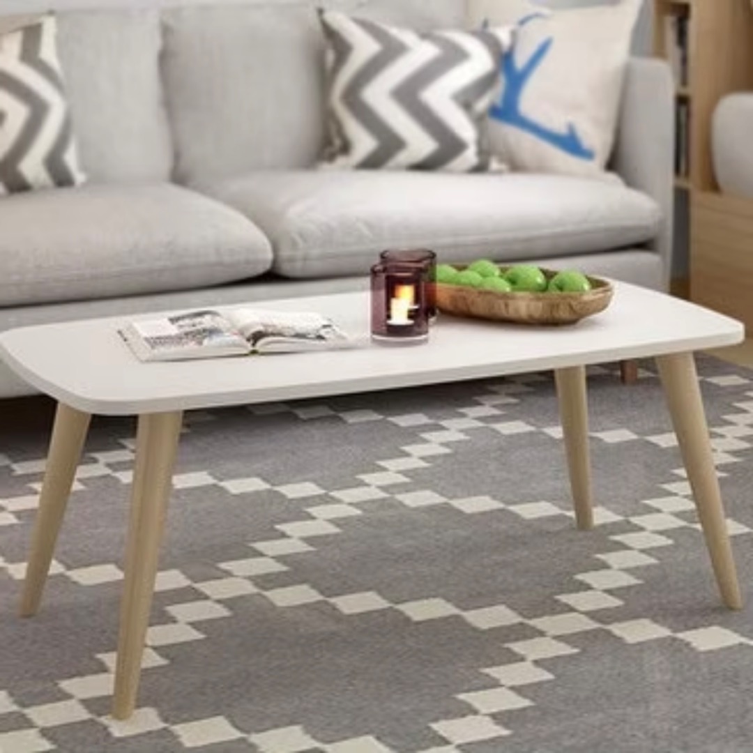 Premium Wooden Coffee Table | Simple Living Room Center Table | Rounded ...
